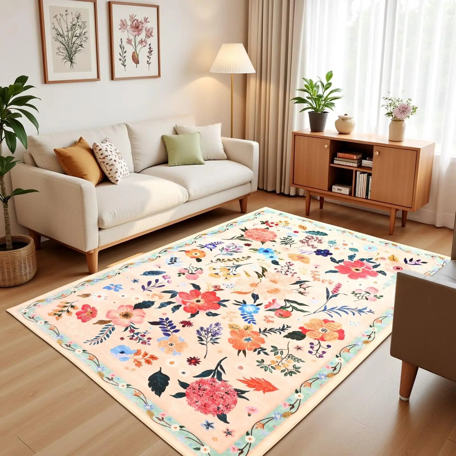 VIKAMA ковёр с цветочным принтом