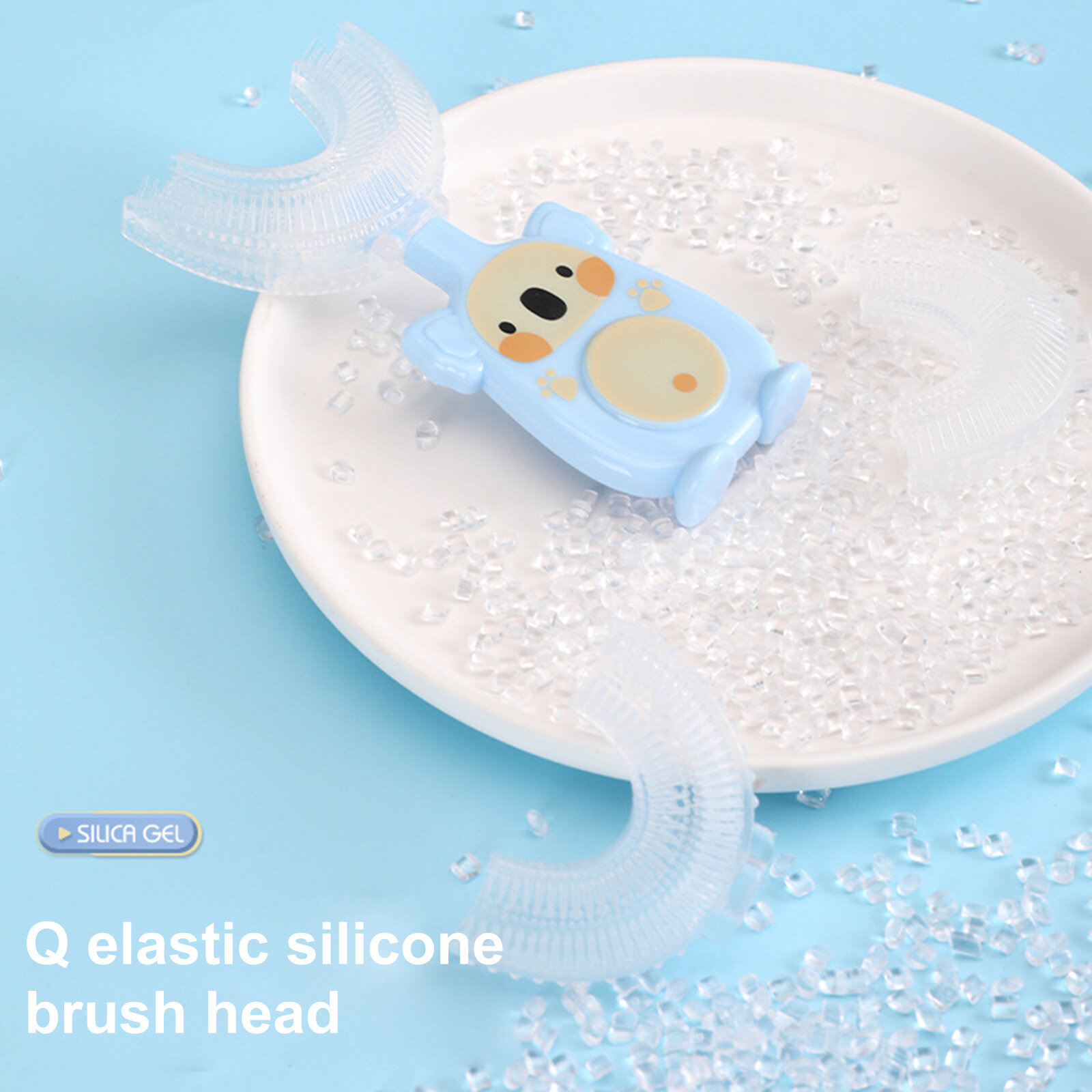 Детская U-образная силиконовая зубная щетка, обучающая ручная зубная щетка, уход за полостью рта у малышей, мягкая щетина, безопасный очиститель полости рта для малышей