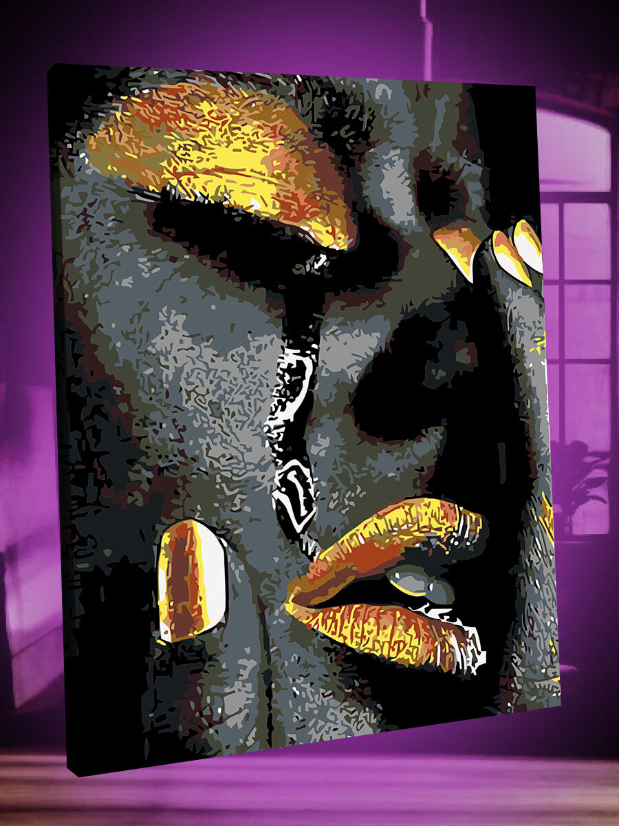 Картина по номерам Портрет девушки с золотой поталью / portrait of a girl with gold интерьерная картина холст на подрамнике