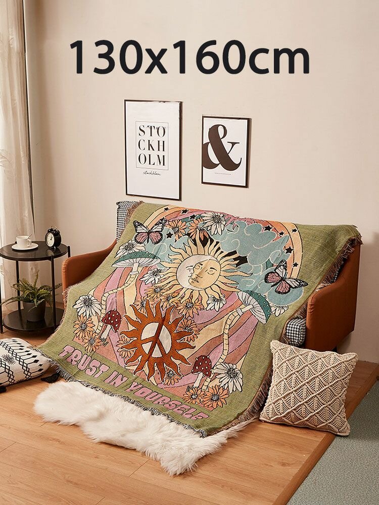 Плед 130x160 см софт жаккардовый этнический разноцветный