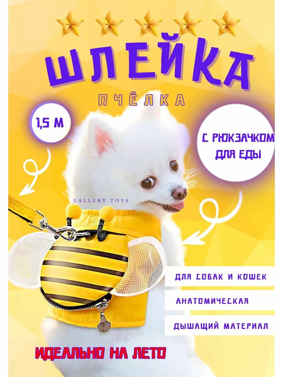 Шлейка для кошек и собак мелких пород с поводком
