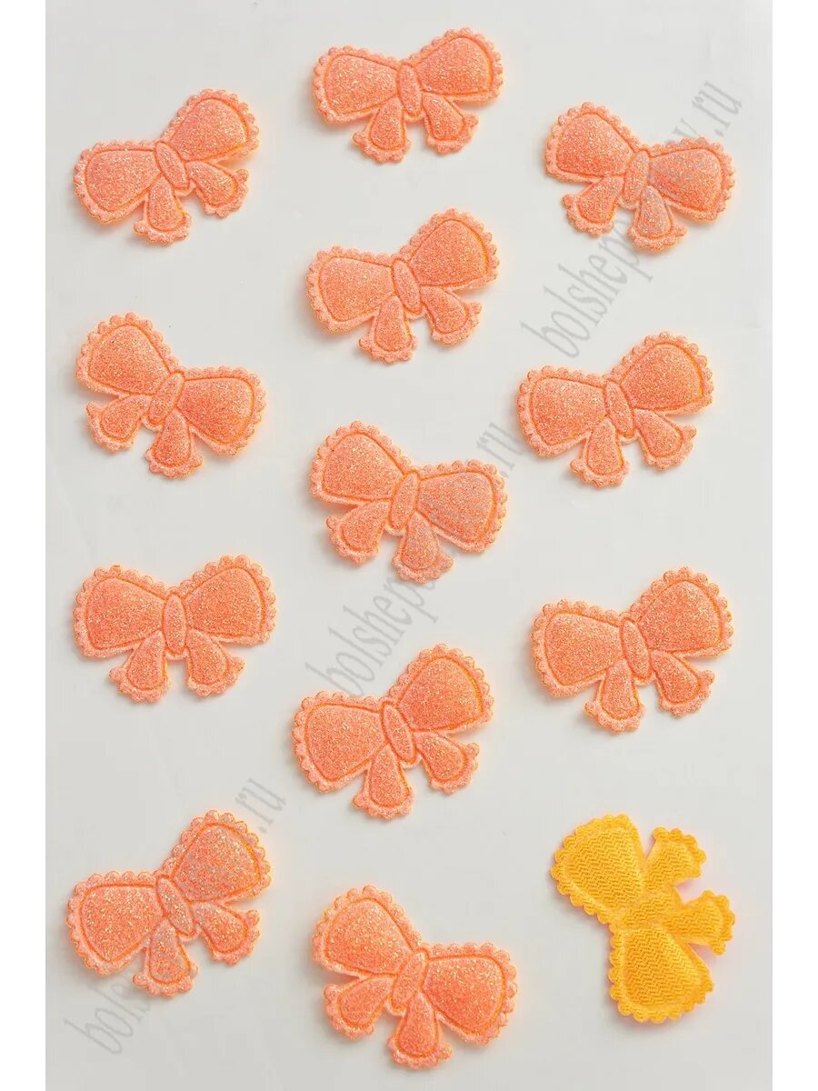 Патч с глиттером Бант ажурный 3,6*2,7 см (25 шт)