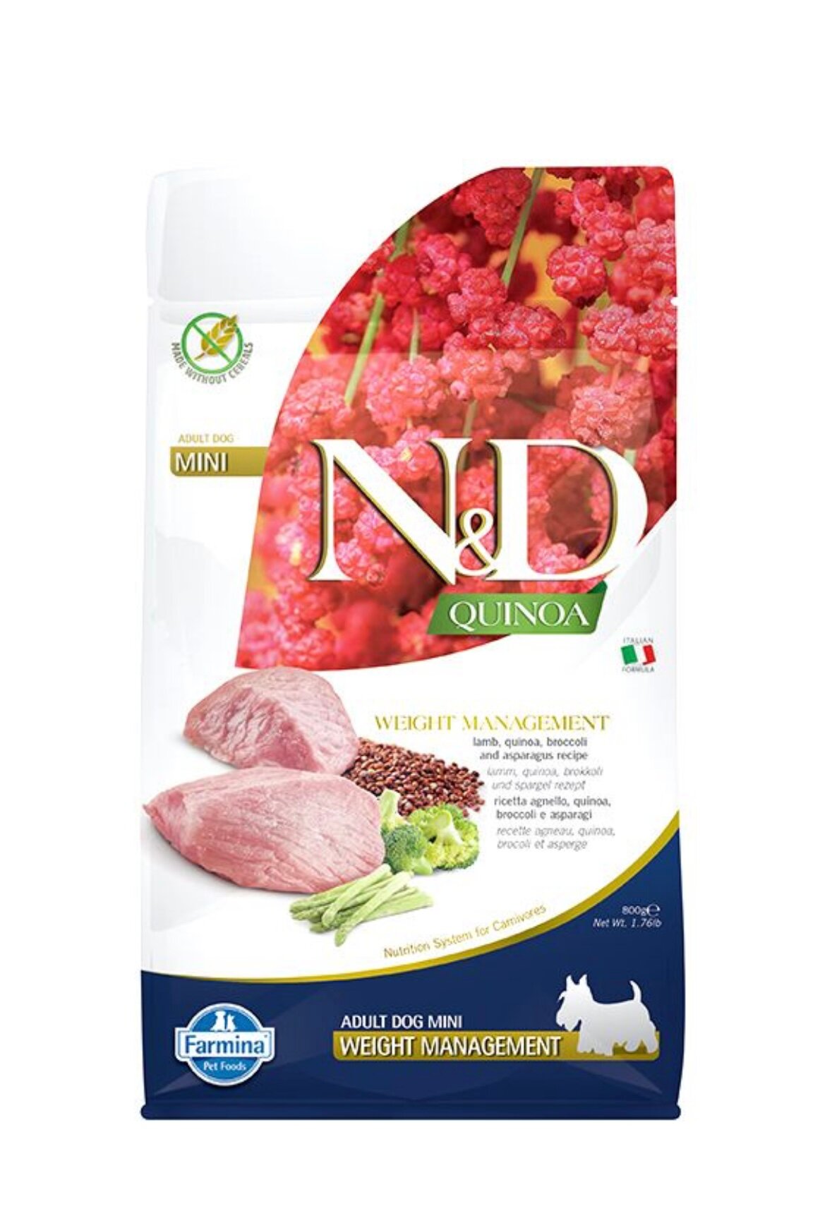 Сухой корм Farmina ND Dog GF Quinoa Weight Management Lamb Mini для взрослых собак мелких пород с ягненком, контроль веса, 2,5кг