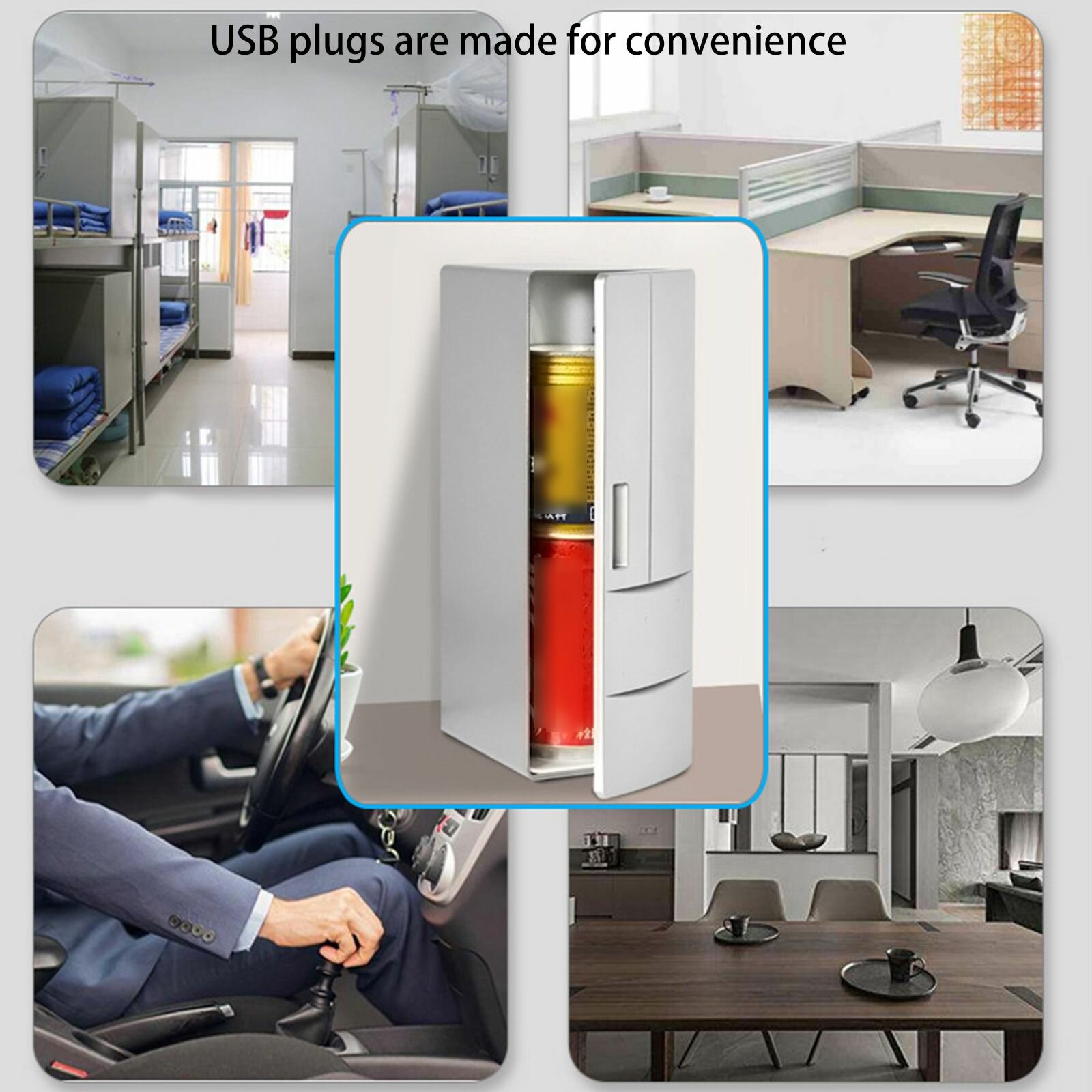 USB Модель Мини Мини Холодильник - Серебристый — фото 1