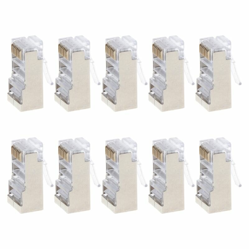 10 шт. Cat6 8-контактный RJ45 8P8C экранированный многожильный обжимной модульный разъем