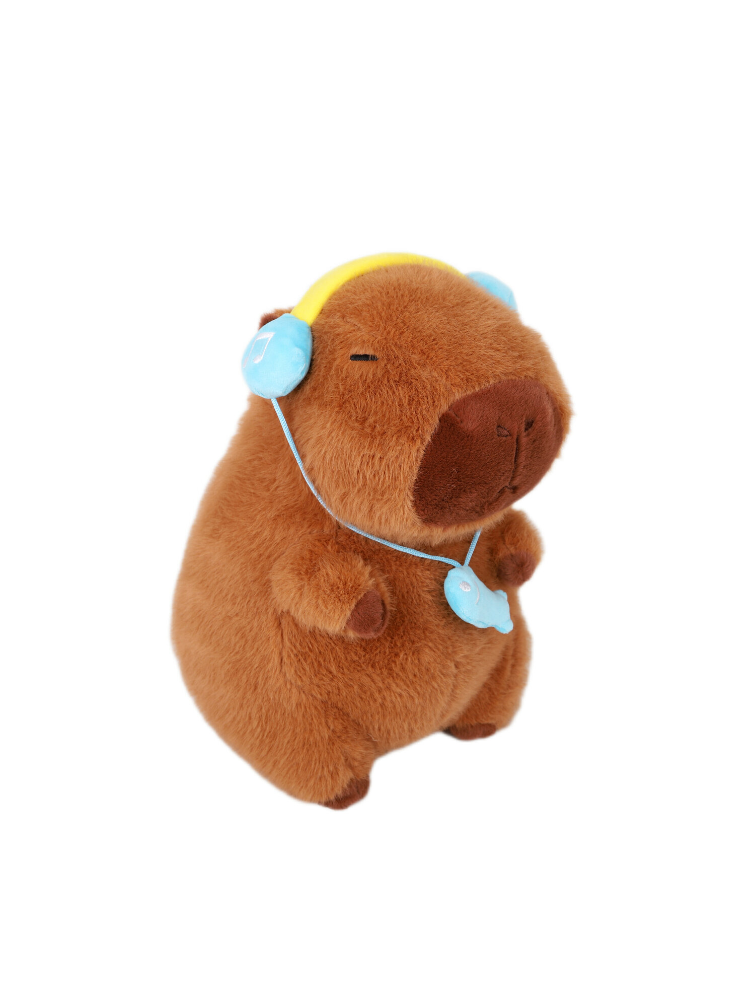 Мягкая детская игрушка капибара с наушниками 35 см
