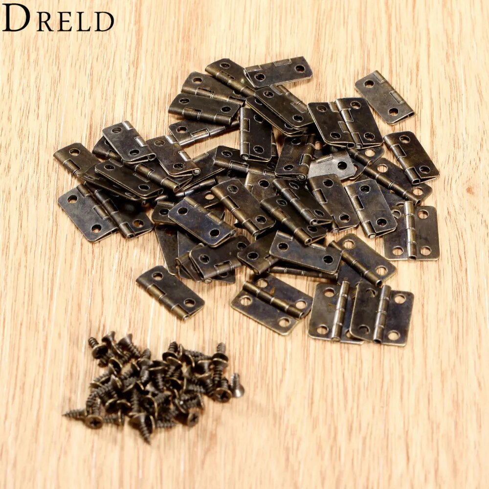 Петли для шкафов DRELD 50 шт, 16х13 мм, бронза