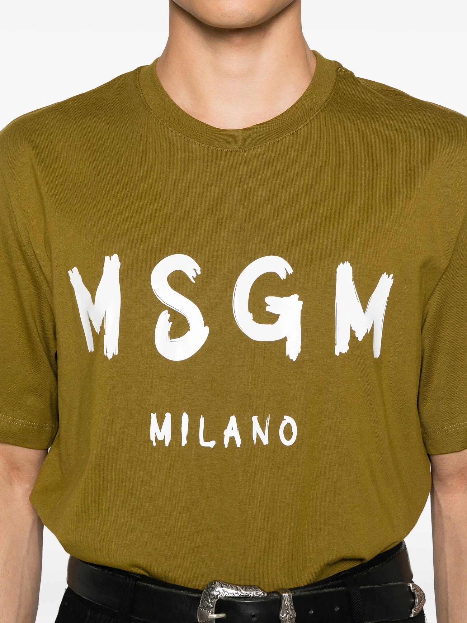 Футболка MSGM, размер XS, оливковый — фото 1