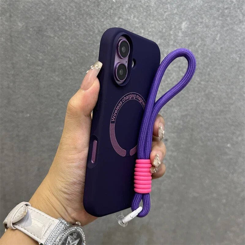Жидкий силиконовый чехол для ремешка Magsafe для iPhone 17, Фиолетовый, Purple GS, For iPhone 14 Pro