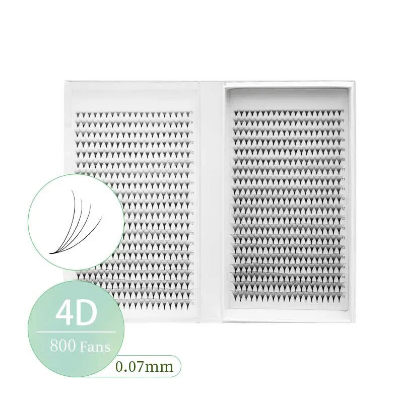 Готовые вееры ресниц C изгиб, 10-11мм, 4D-0.07-800fans