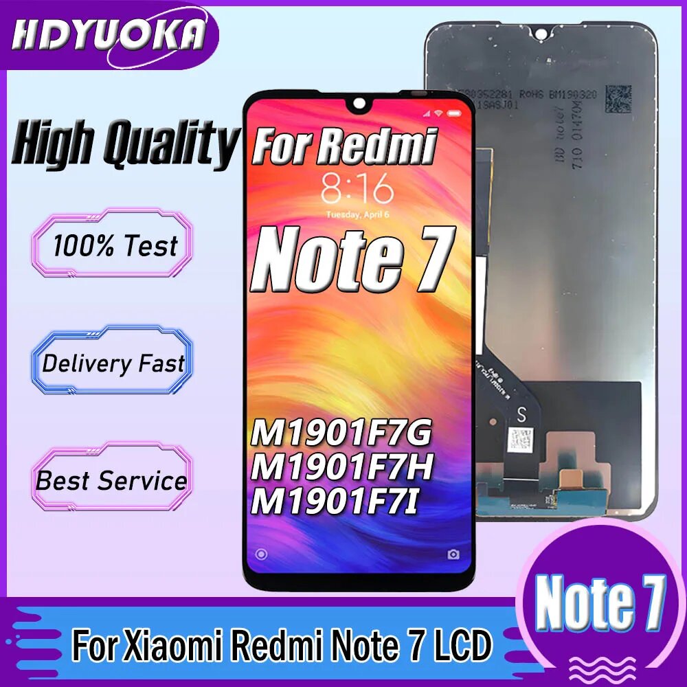 6,3-дюймовый ЖК-дисплей для Xiaomi Redmi Note 7, M1901F7G M1901F7H, дигитайзер сенсорного экрана в сборе для Redmi Note7, замена ЖК-дисплея