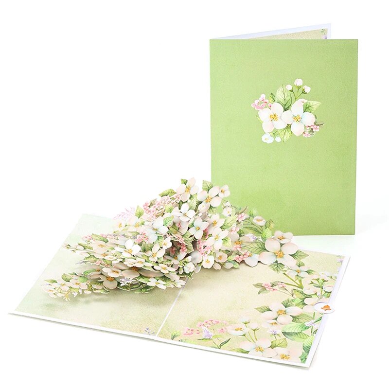 Открытка 3D с цветами, Pear Flower Tree