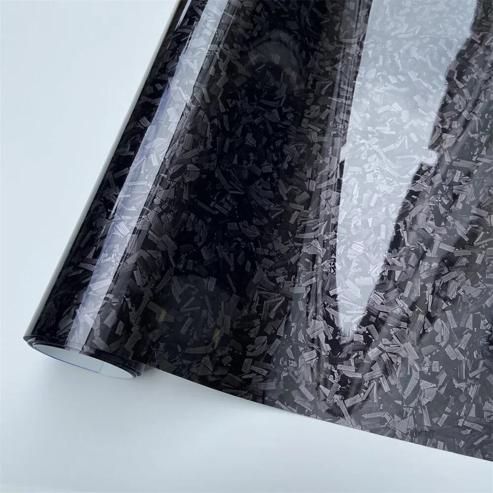 Черная кованая виниловая пленка из углеродного волокна, космическая Glossy Forged Carbon, 10X152 CM