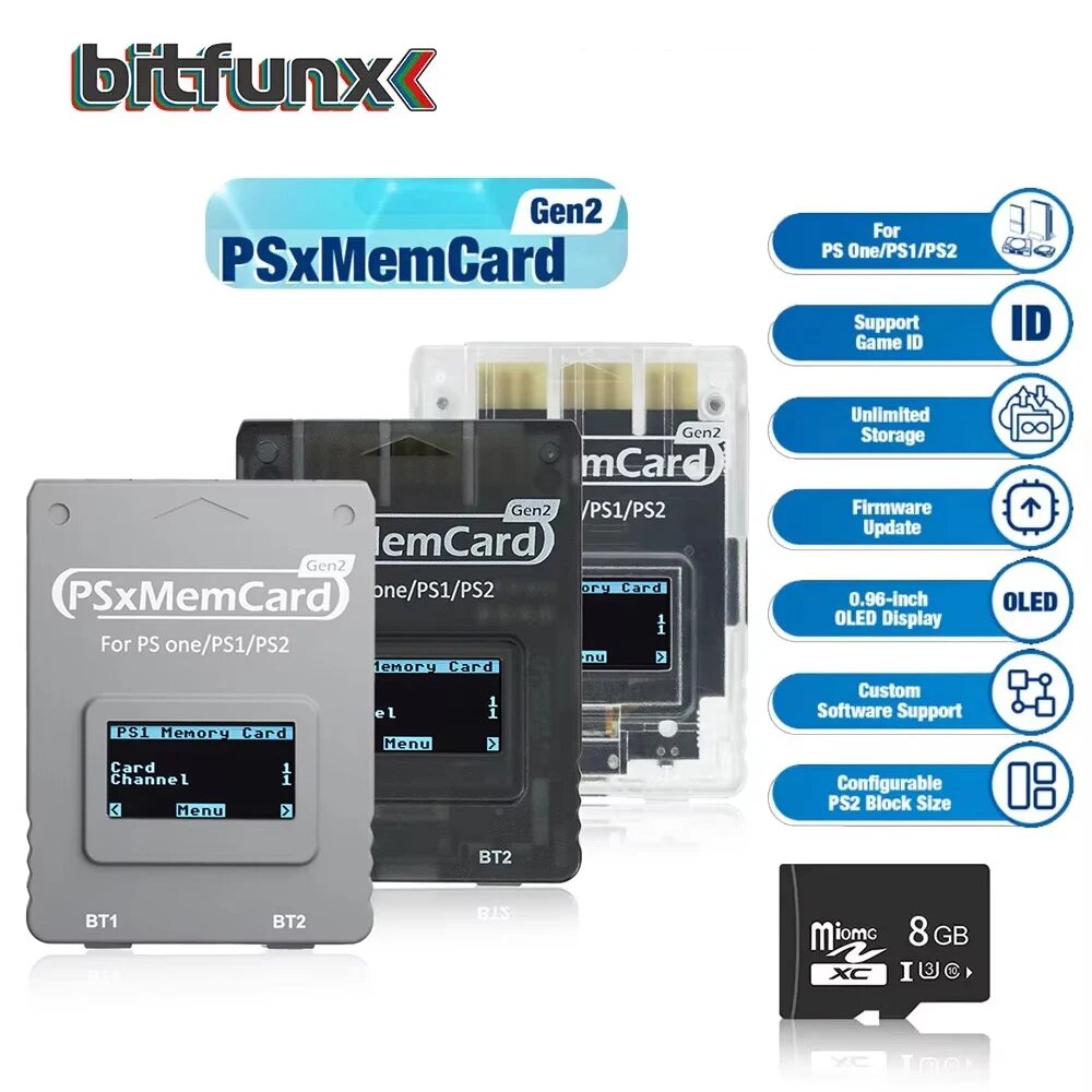 BitFunx PSxMemCard Gen2 Grey для PS1/PS2 — фото 1