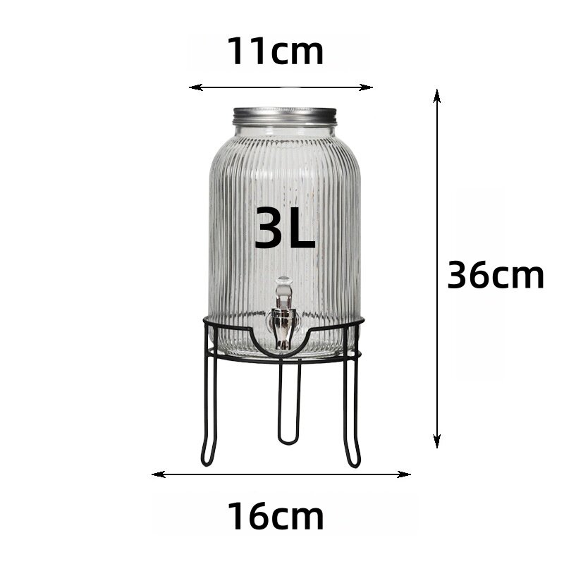 Распределитель напитков, стекло, 3 л, с краном и подставкой, Подходит для внутреннего и наружного использования.