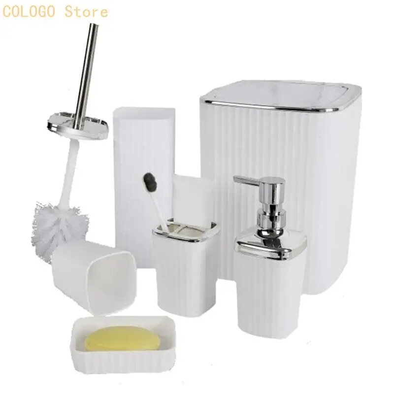 Набор аксессуаров для ванной комнаты из ABS 6 шт, Белый