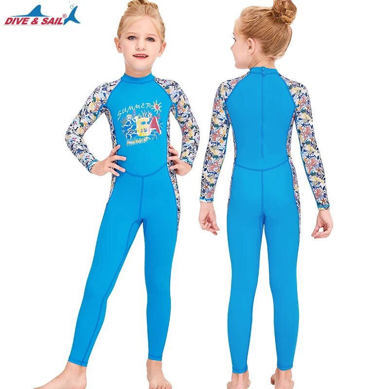 Детский рашгард DIVE&SAIL из лайкры 2-8 лет Синий, XL, M150113K-A