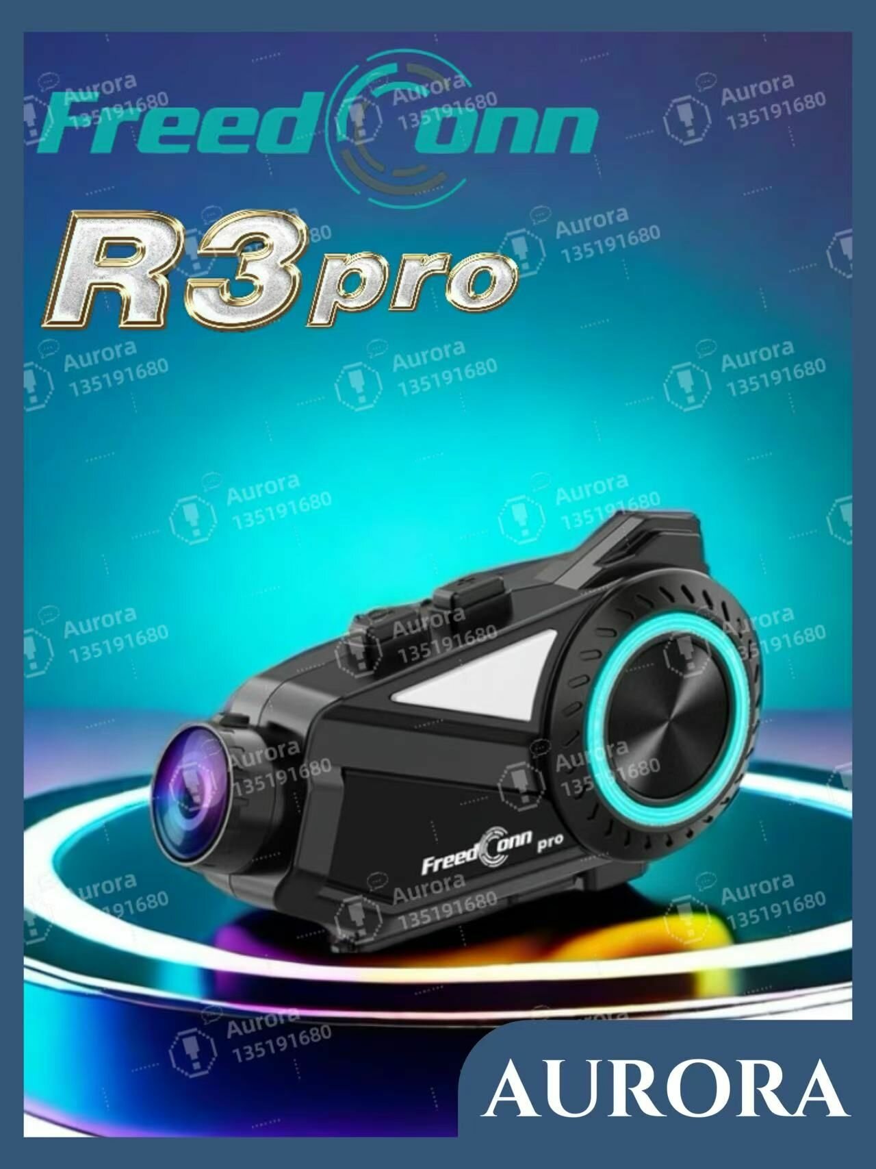 Мотогарнитура с видеорегистратором FreedConn R3 Pro универсальная / интерком для шлема