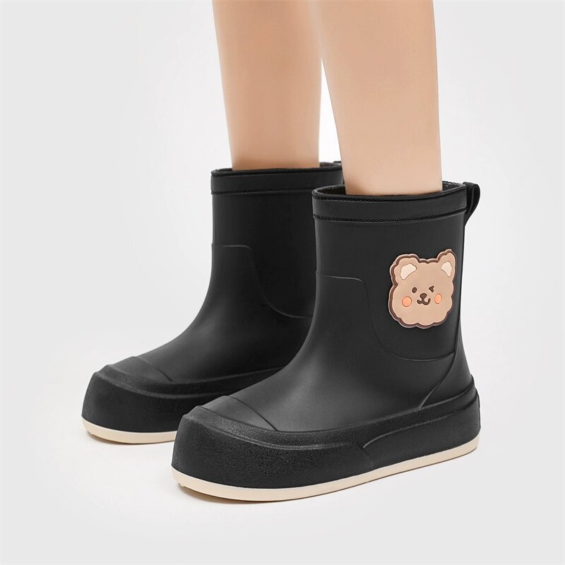 Полусапожки, студенческие резиновые сапоги, женские, из бархата, японские резиновые сапоги, водонепроницаемые бахилы средней высоты, новые резиновые сапоги для женщин, нескользящиеРазмер обуви. EU:41