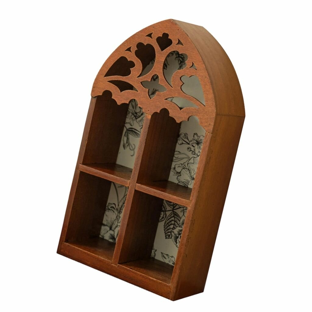 Мистическая готическая настенная полка, многоуровневая, точная резьба, декор для домашнего алтаря, - Старый цветной четырехкамерный кадр