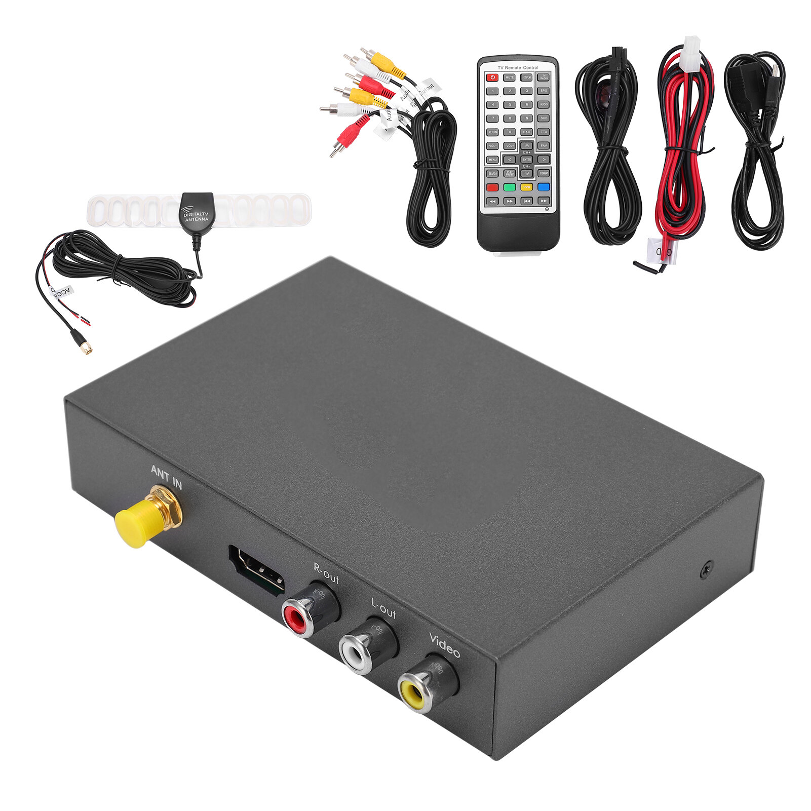 Автомобильный цифровой ТВ-приемник H.265 DVBT2/T 6M/7M/8M Автомобильный аксессуар Аналоговый тюнер Приемник Антенна Пульт дистанционного управления