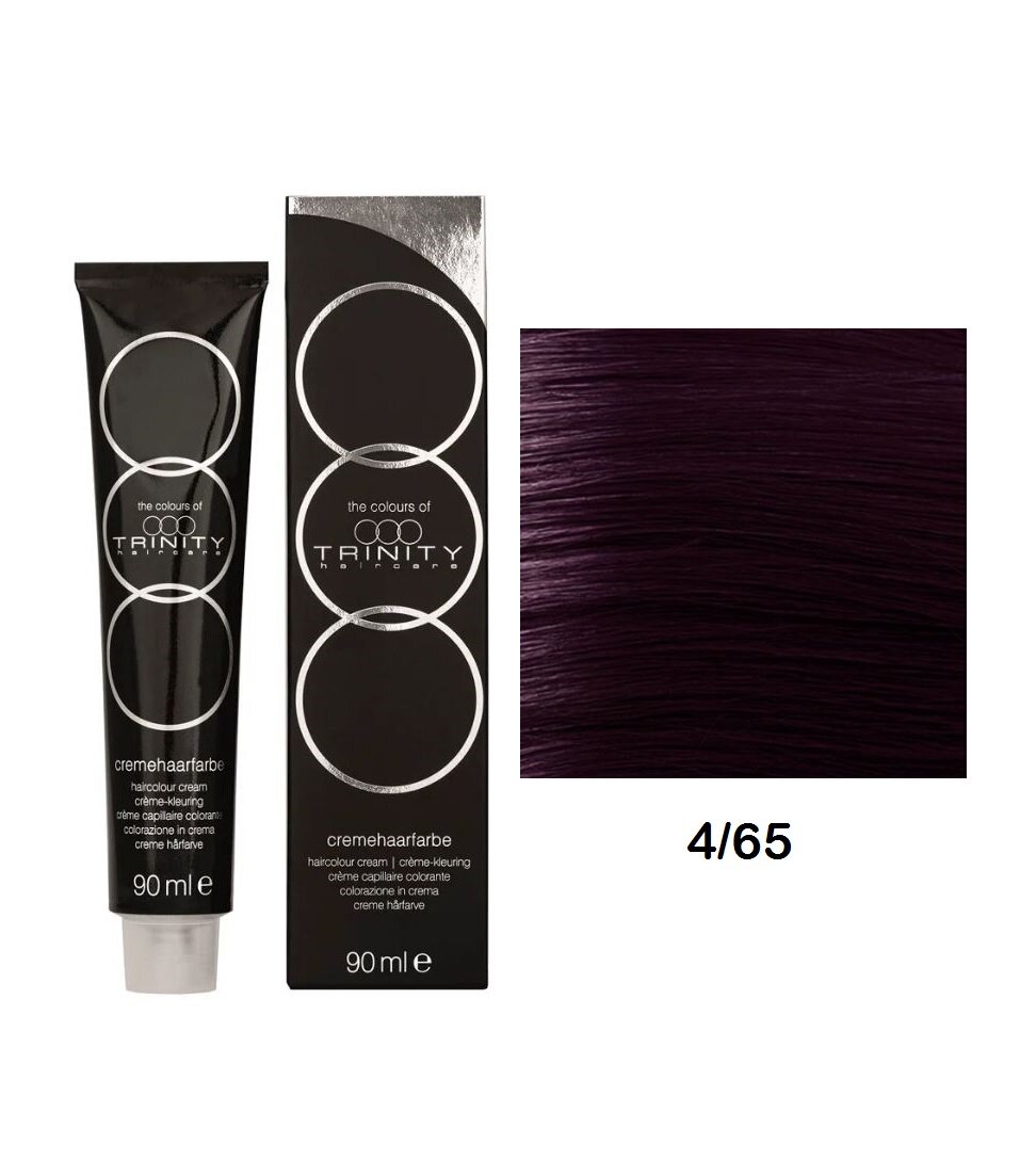 Trinity COT Тринити Стойкая краска с кератином 90 мл - COT 4/65 mittelbraun violett mahagoni Коричневый красно-фиолетовый