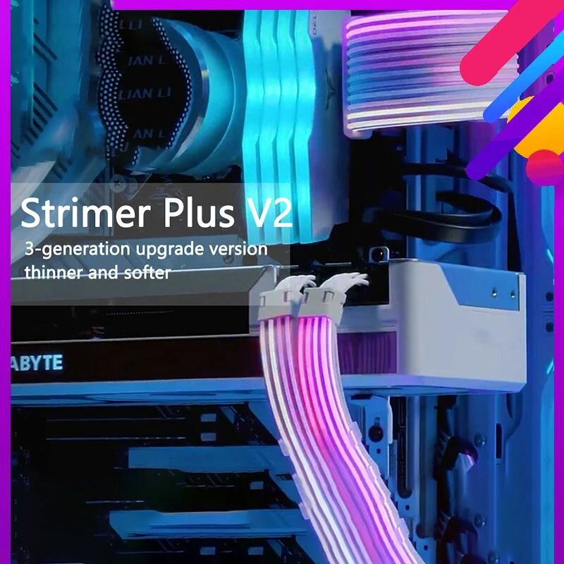 Комплект удлинительного кабеля питания Strimer Plus V2 и вентилятора UNI AL/SL INF120, 5 В A-RGB, для графического процессора MB ATX 24-контактный PCI-E 8-контактный 12 ВHPWR