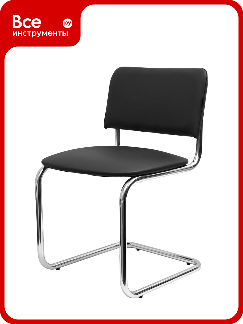 Офисный стул Gigant мягкий, черный кожзам, никель-хром GCH-05