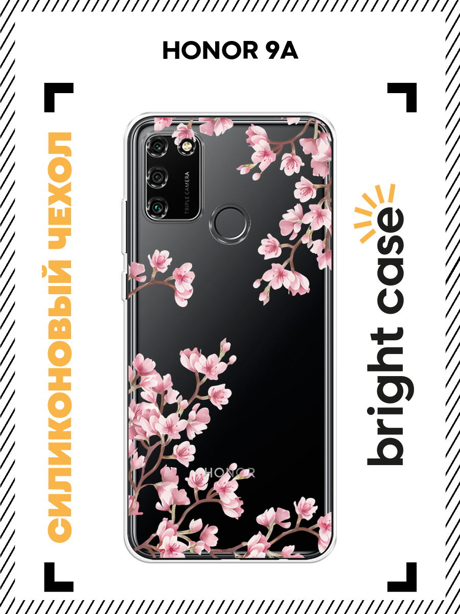 Чехол на Honor 9A / Хонор 9А с принтом Весенняя сакура, прозрачный