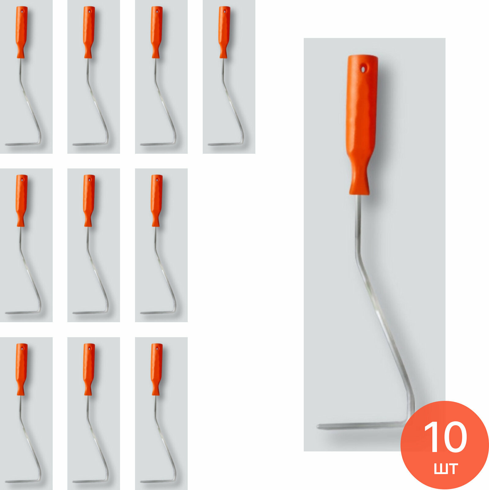 Ручка для валика DECOR / Декор бюгель мини оцинкованная удлиненная из металла и пластика, диаметр 6мм, длина 160мм / строительство и ремонт (комплект из 10 шт)