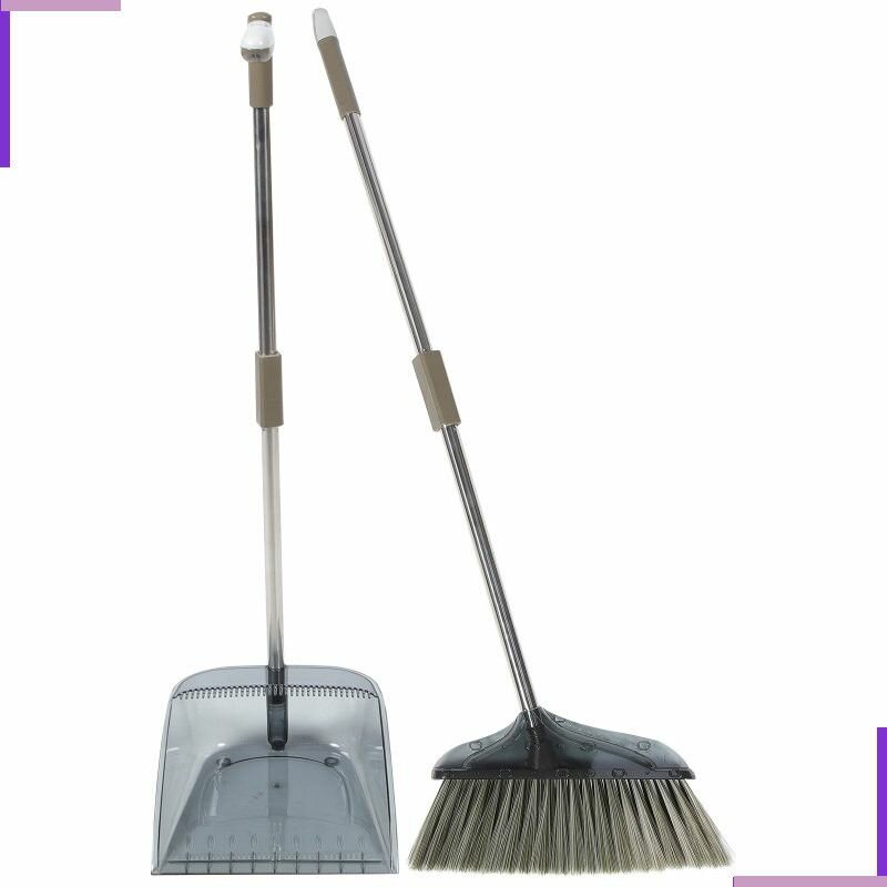 Набор инструментов для уборки: метла, совок, швабра, прозрачный, легкий, роскошный, мягкий набор для дома (серый) и офиса