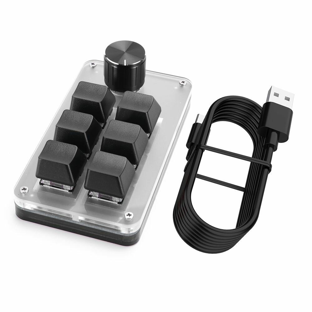 Макро-клавиатура 6 клавиш + 1 ручка Программируемая механическая клавиатура для одной руки