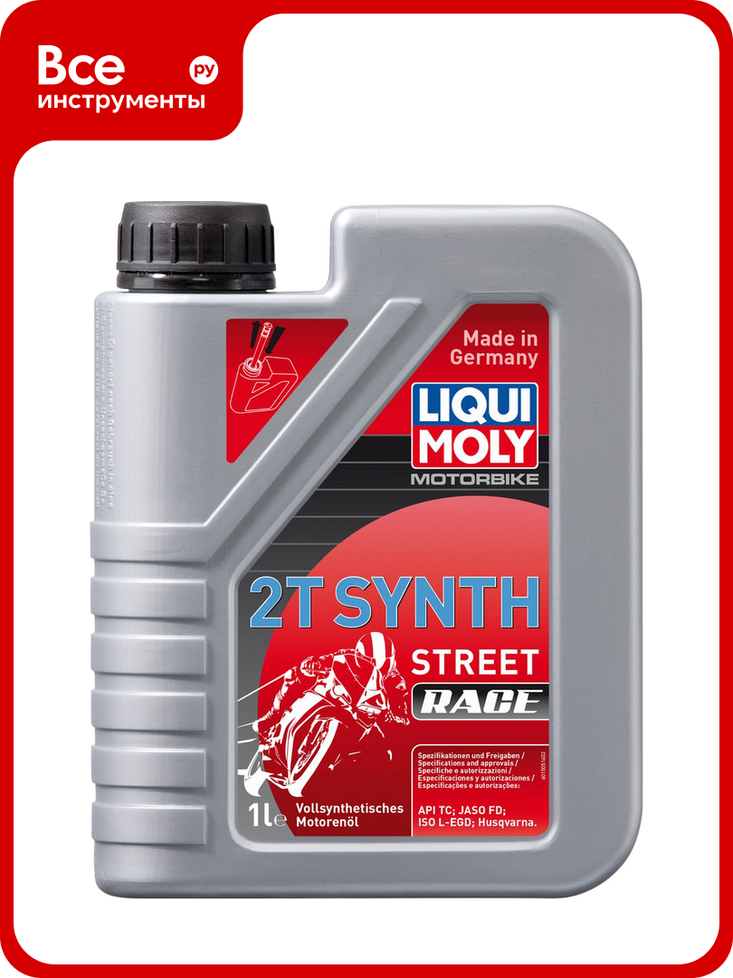 Синтетическое моторное масло 2T Synth Street Race TC 1 л, для 2-тактных мотоциклов Motorbike LIQUI MOLY 1505