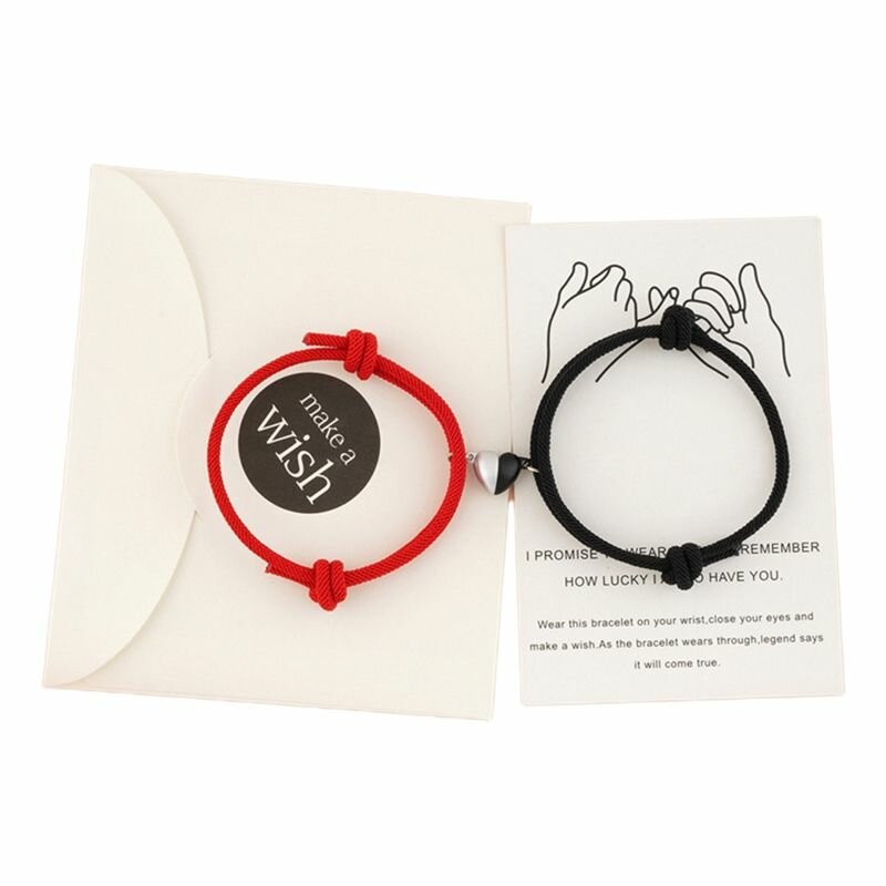 Браслет дружбы с магнитным кулоном в форме сердца