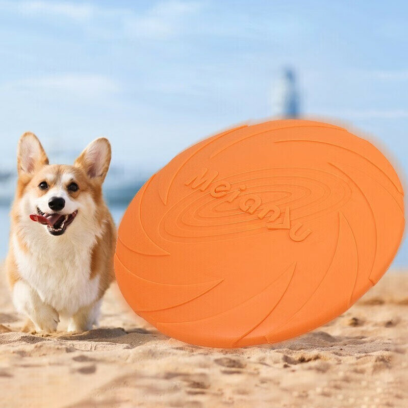 Hanhan Playground, Dog Frisbee S Size 15cm Diameter, Pet Toy, Durable Chew, Teeth Grinding, Dog Training Toy, Labrador Training, Dog Supplies, Orange Double-Sided Frisbee