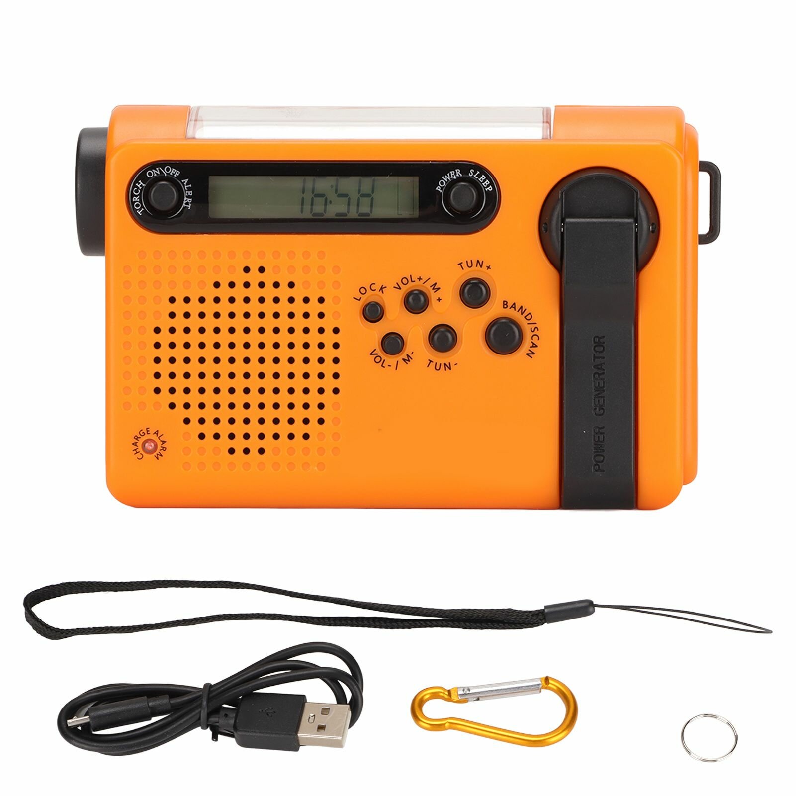 Аварийное радио Портативная сигнализация SOS Большой объем памяти FM AM SW Полнодиапазонная радиосвязь с солнечной зарядкойОранжевый
