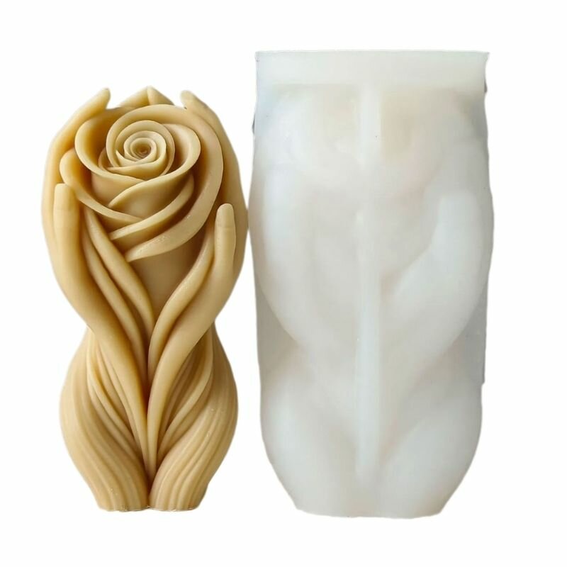 Силиконовая форма для свечей и мыла, 3D-розa Цветок в руке универсальная форма для свечей, мыла, шоколада, помады и эпоксидной смолы для рукоделия и декора