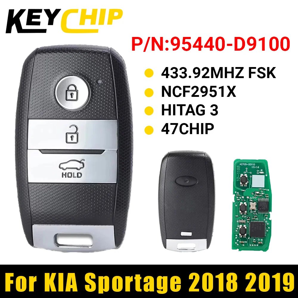 KC 95440-D9100 Keyless Go Smart Remote Автомобильный брелок 433 МГц ID47 для 2016 2017 KIA Sportage 95440D9100 FOB-4F08