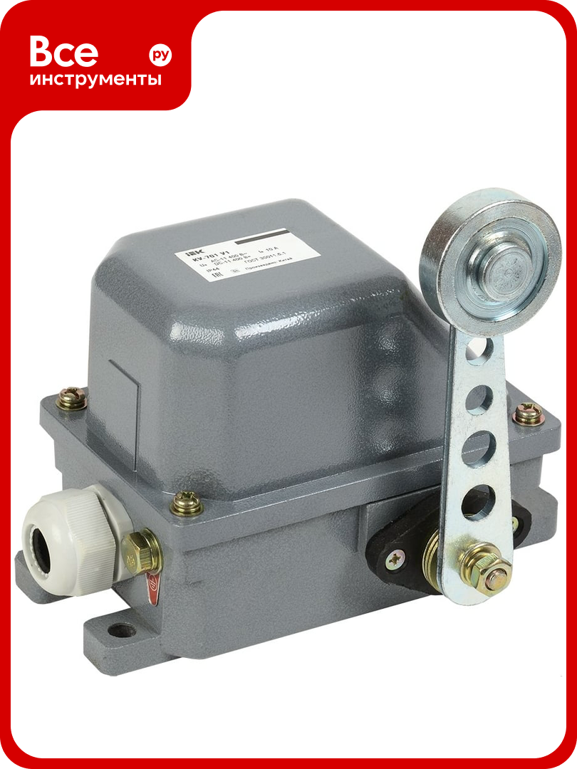 Концевой, IEK, выключатель IEK КУ-701 У1, рычаг с роликом, 10А, IP44, 2 эл. цепи KV-1-701-1, Дополнительные