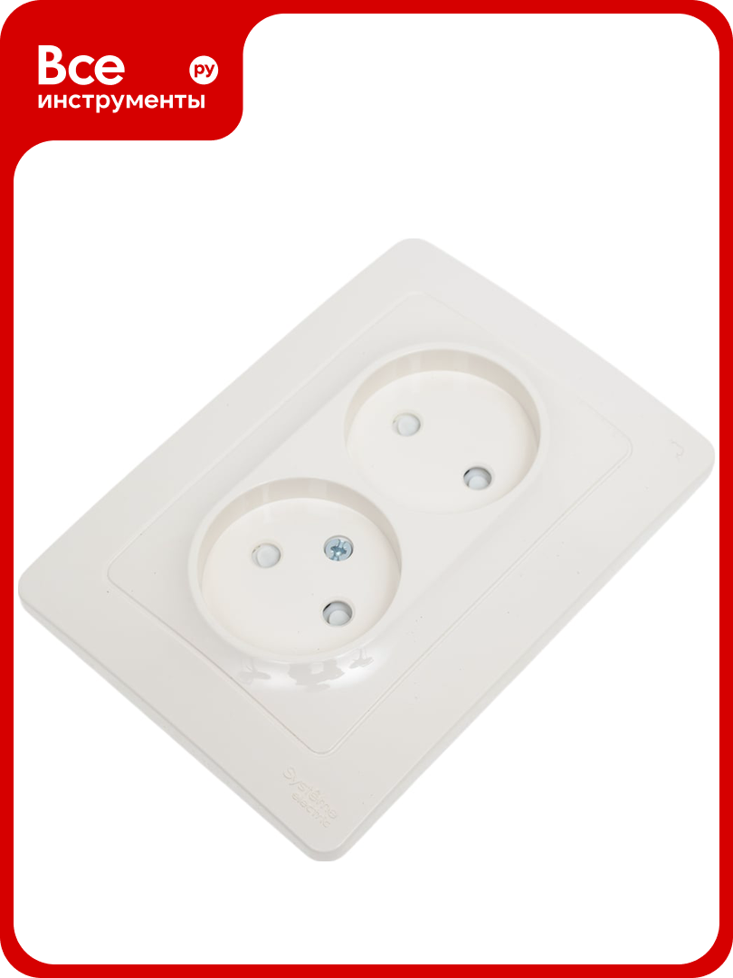 Розетка, Systeme, Systeme Electric Blanca внутр Молочная 2-ая б/з со шторками, 16А,