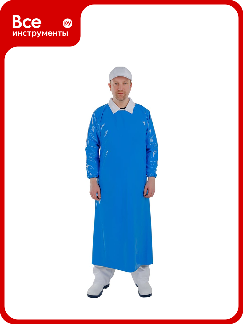 Фартук POLYPRO голубой 150 мкр XL в инд. уп. РФ ФГ150 XL РФ, Сочетают в себе преимущества передников и халатов