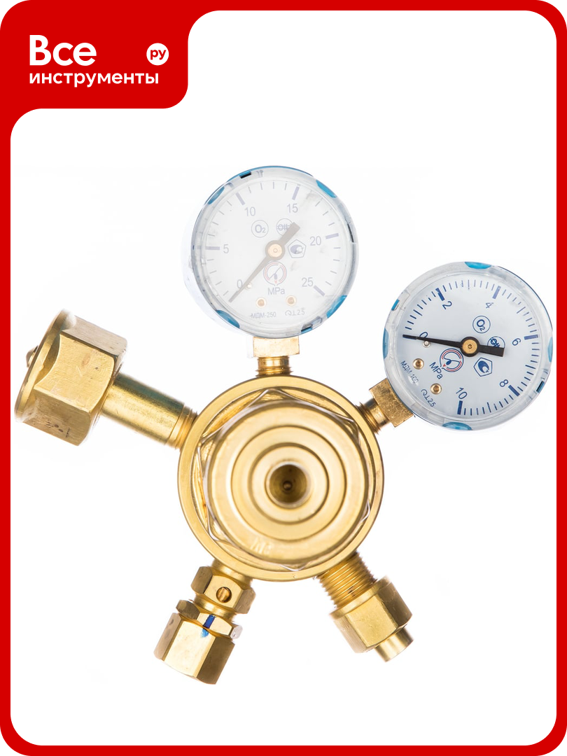 Редуктор кислородный БАМЗ РК-70 702 для последующей подачи из латуни с двойным манометром для баллонных систем кислорода