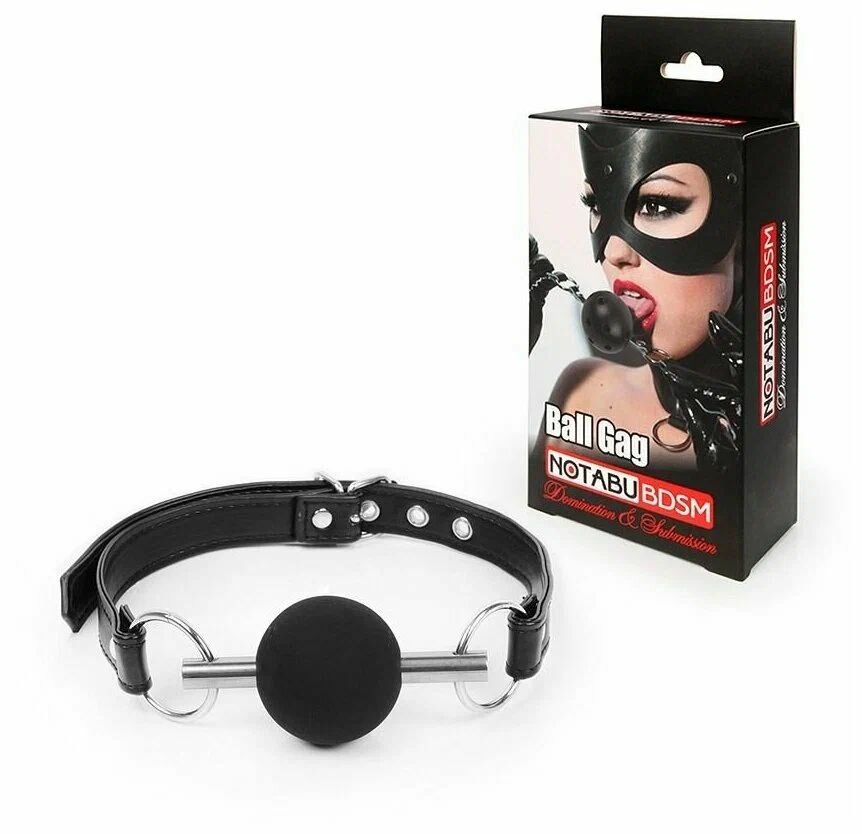 Черный силиконовый кляп-шарик на ремешке