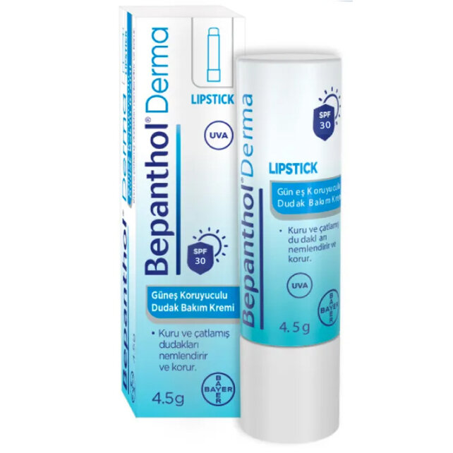 Bepanthol Lipstick SPF 30 - Защитный бальзам для губ с SPF 30, 4,5 г, увлажнение и защита от солнца