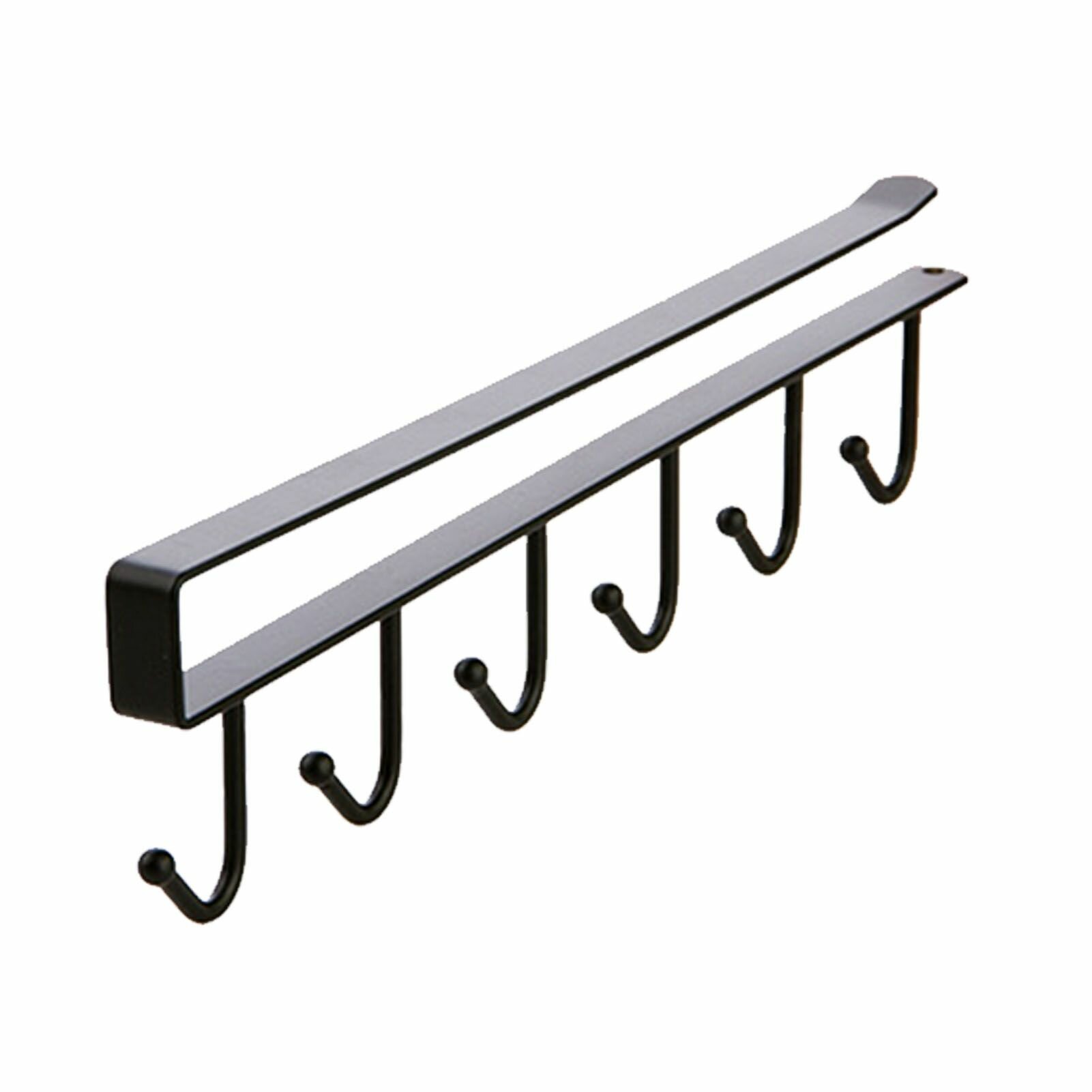 Черная подставка для хранения на 6 крючков под шкафом для кружек, бокалов, кухонных принадлежностей, шарфов, галстуков, ремней, подвесной органайзер без сверления