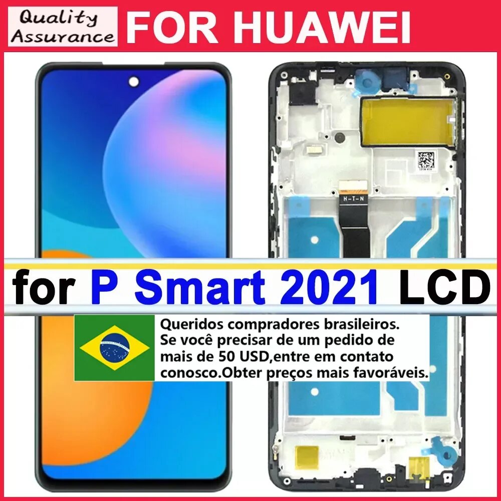Высококачественный IPS LCD-дисплей для Huawei P smart 2021, сенсорный экран в Black With Frame
