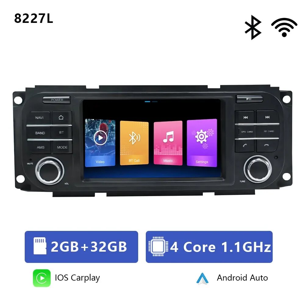 CHSTEK беспроводной автомобильный радиоприемник Carplay для Jeep Cherokee Wrangler Dodge Liberty Chrysler Android 13, навигация WIFI Bluetooth 4G FM 8227L