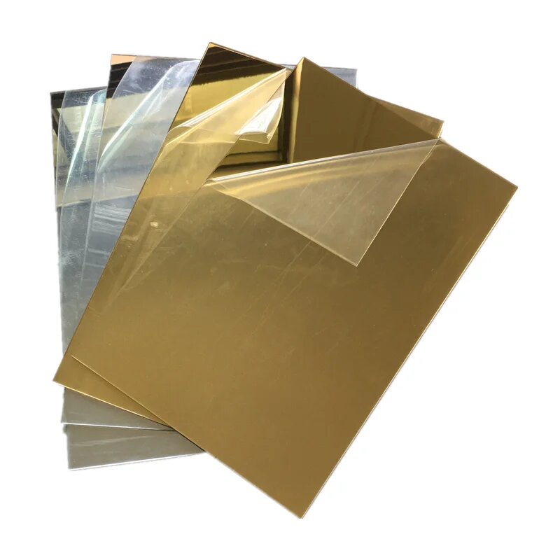 Декоративные зеркальные наклейки THZ, акрил, серебряный/золотой, 10pcs 300x400x1mm, Gold Mirror