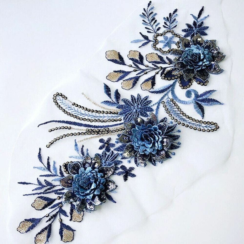 Вышивка в сетке Цветы кружевная ткань