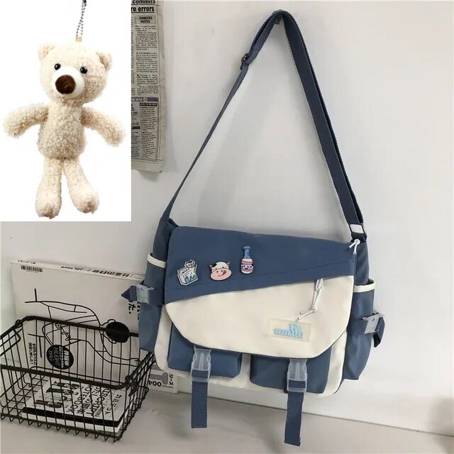 Нейлоновые сумки через плечо, вместительные сумки через плечо для девочек-подростков, мужские сумки-мессенджеры Harajuku, школьные сумки для студентов